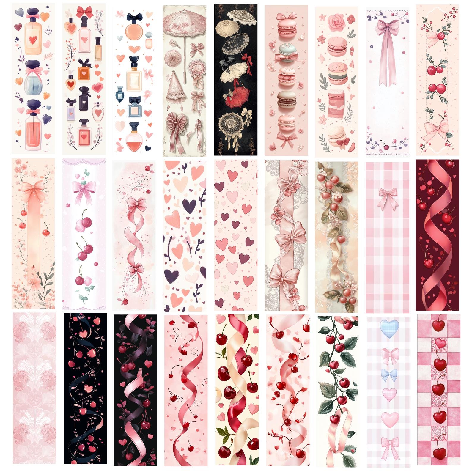 50+ Coquette Bookmarks PNG Bundle, Croquette Bow Book, Reading Social ...