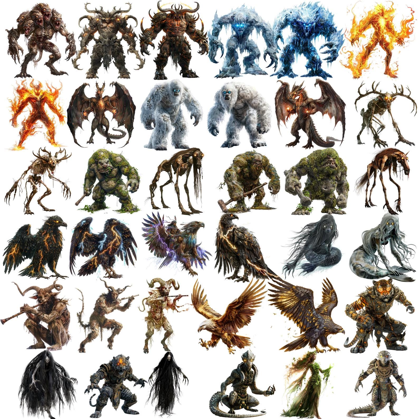 Mythological Creature Clipart Bundle, Fantasy PNG, Wall Art Prints ...