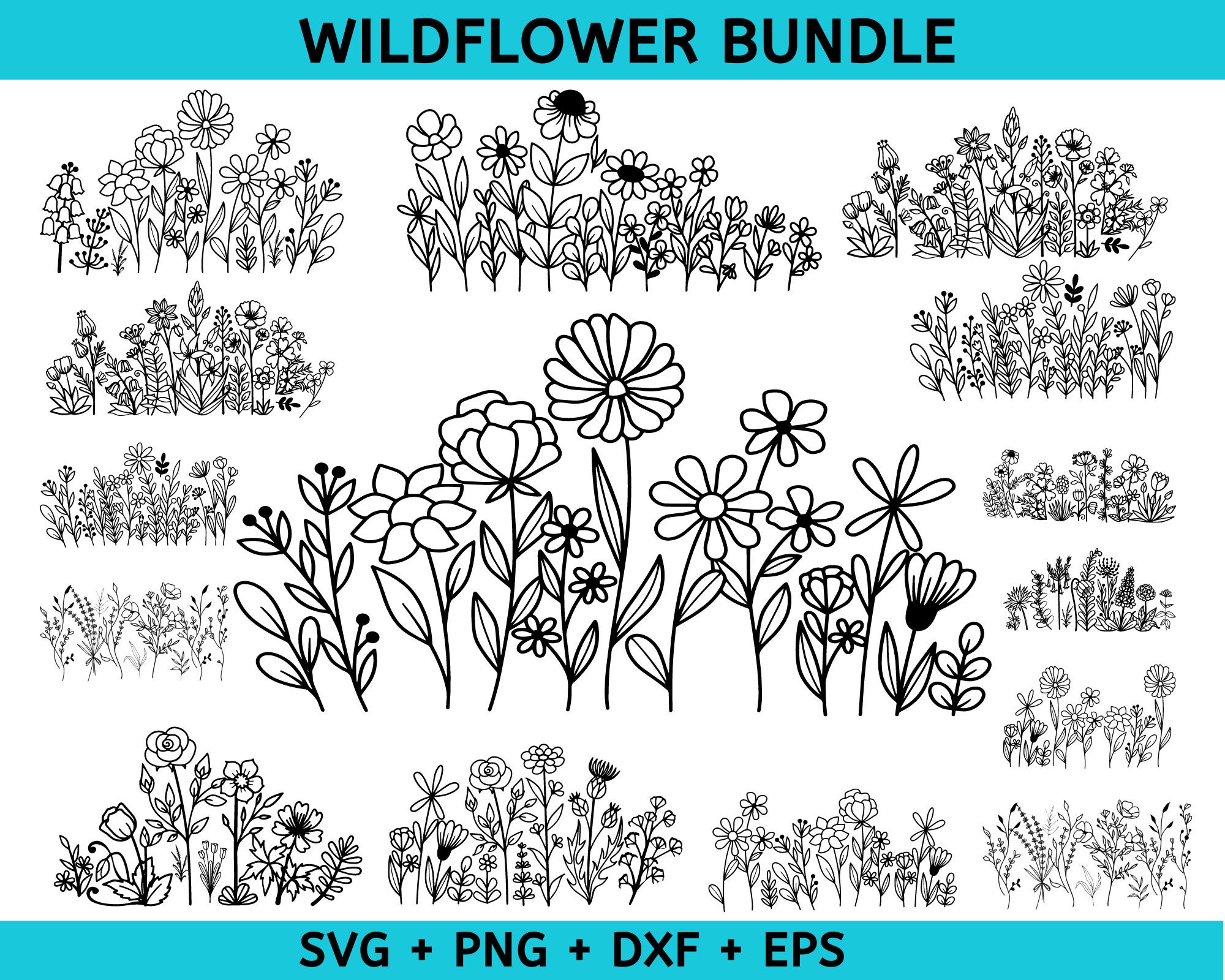 Wildflowers Svg Bundle Hand Drawn Wildflowers Png Bundle - Etsy Canada