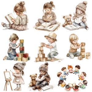 350+ Cute Kindergarten Watercolor Clipart, School Elements PNG ...