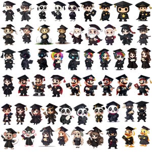 150+ Graduation Clipart Bundle, Cute Cartoon Graduate Characters, Funny ...