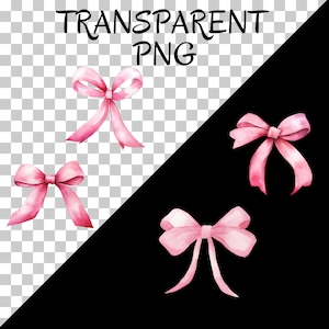 Watercolor Pastel Pink Bows Clipart PNG, Pink Watercolor Bows Bundle ...