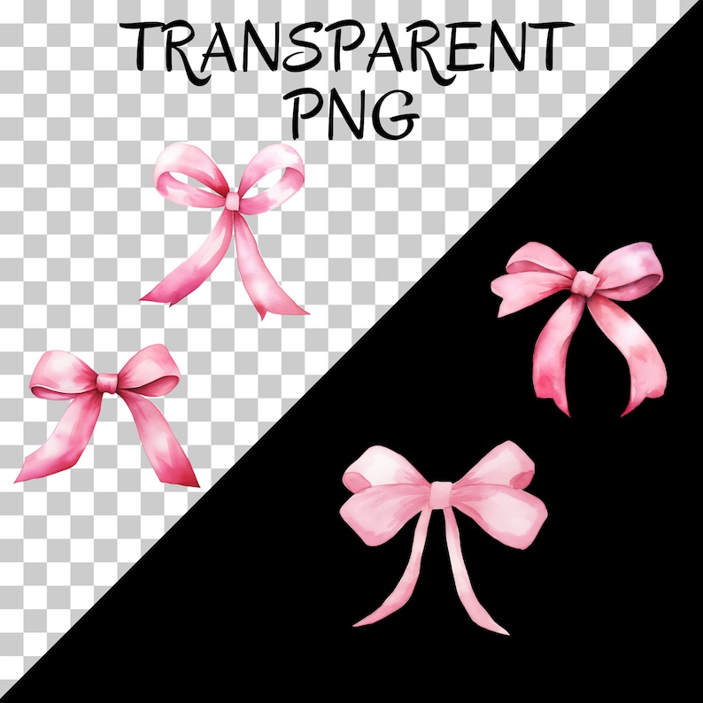 Watercolor Pastel Pink Bows Clipart PNG, Pink Watercolor Bows Bundle ...
