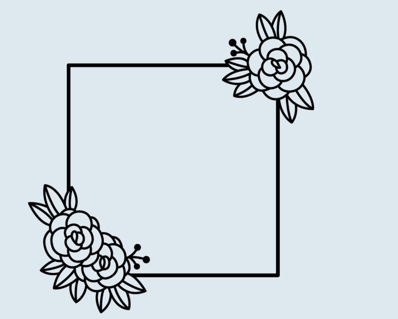 Floral Frame Square Svg Square Frame Svg Square Frame Png - Etsy