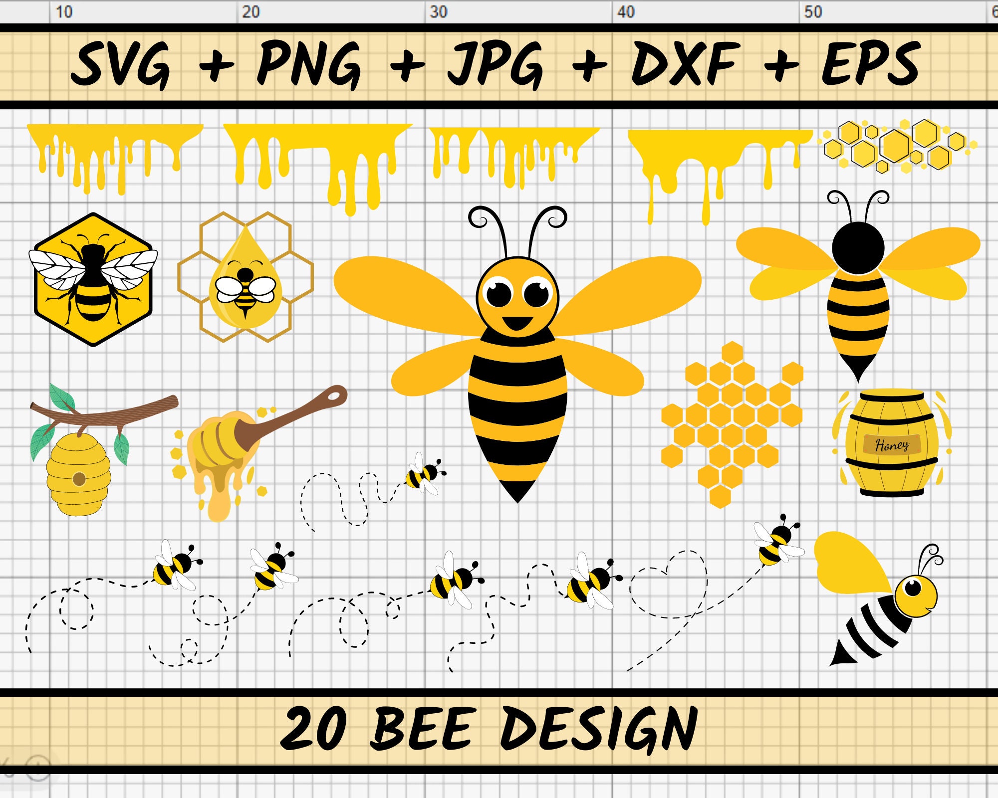Bee Svg Bundle Cute Bee Svg Honey Bee Path Bundle SVG Queen - Etsy