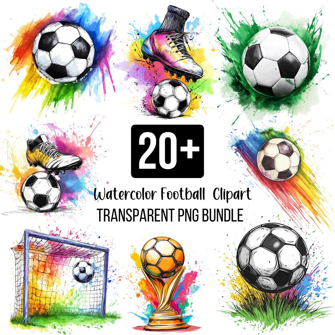 20+ Watercolor Football Clipart, Sports Clipart Set, Football Goal Png ...