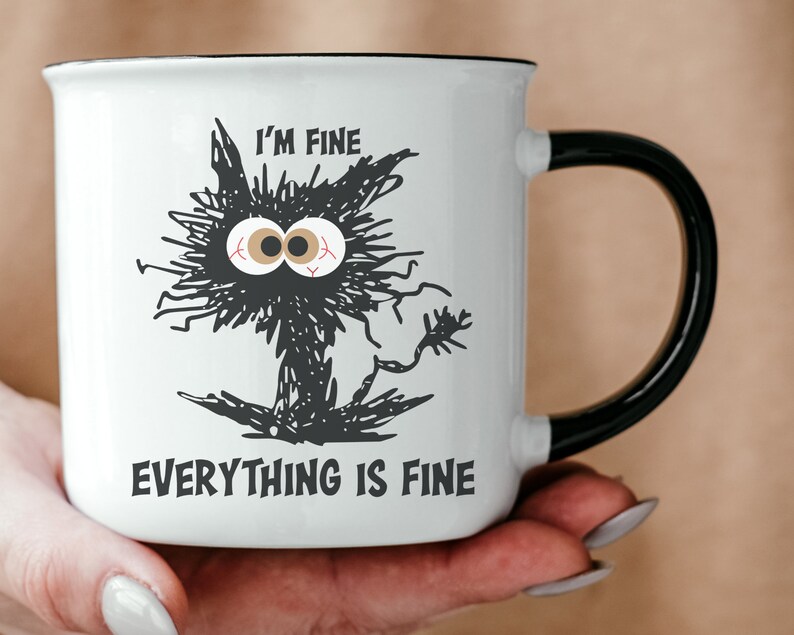 It's Fine I'm Fine Everything is Fine SVG Black Cat - Etsy