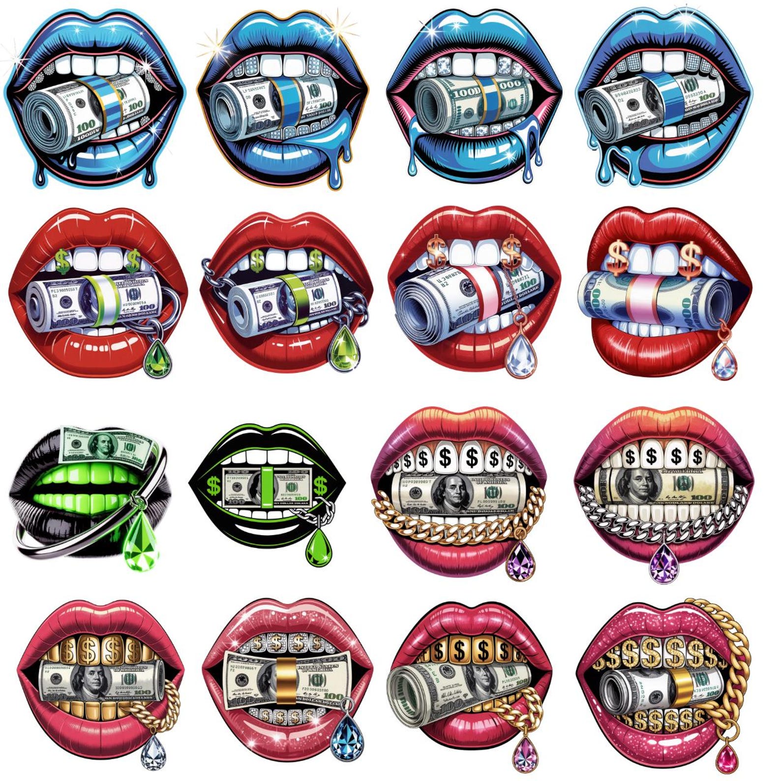 100 Dollar Bill Lips Png Bundle, 100 Dollar Bill Clipart,lips ...
