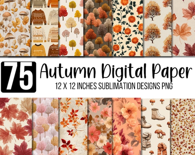 Autumn Florals Printable Paper Bundle Seamless Fall Junk Journal ...