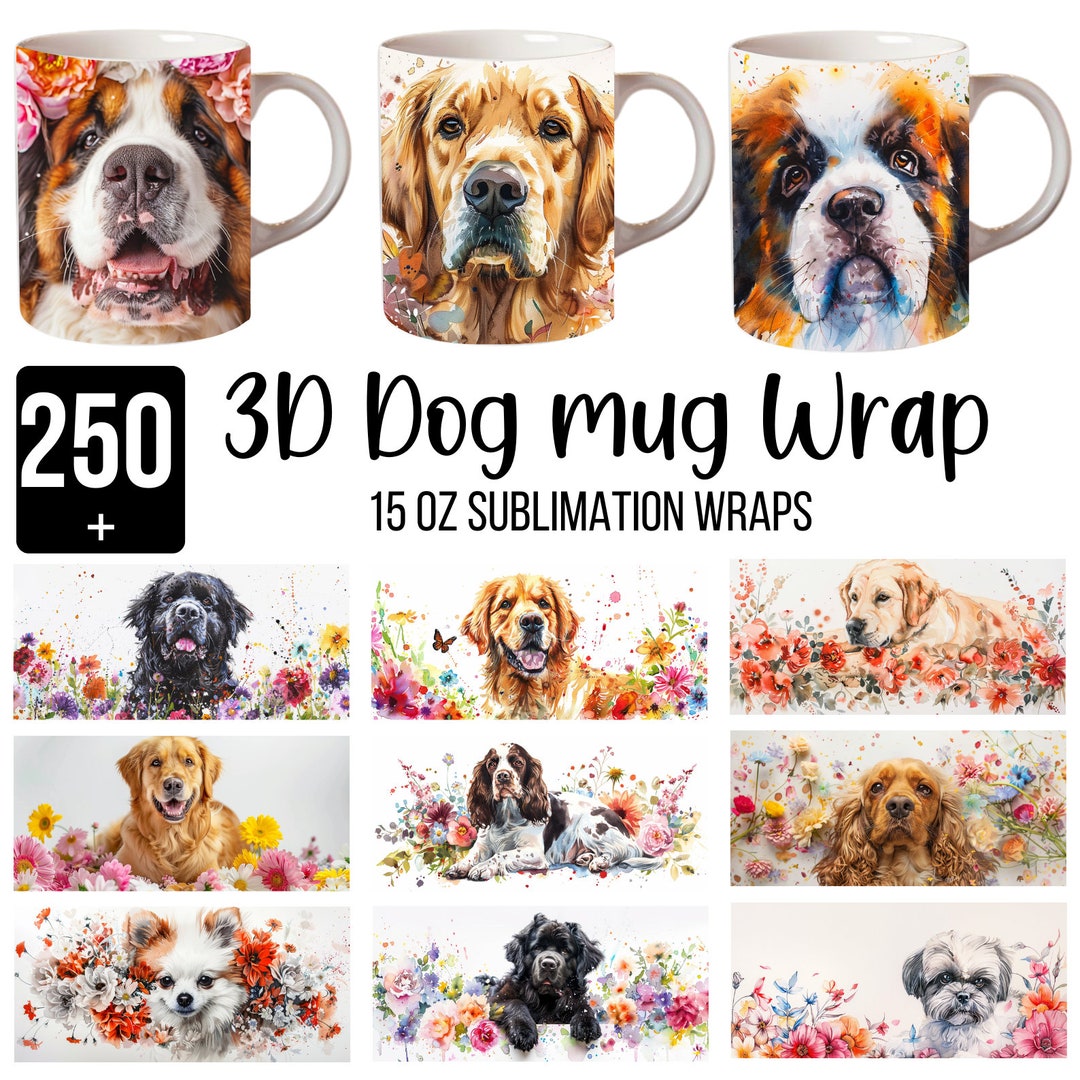 Mega Watercolor Floral Dog Mug Bundle, Dog Breed Coffee Cup Bundle ...