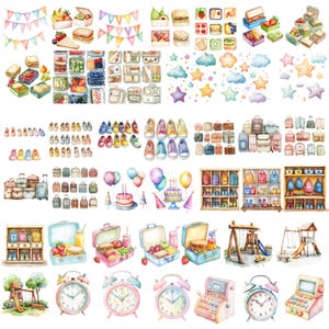 350+ Cute Kindergarten Watercolor Clipart, School Elements PNG ...