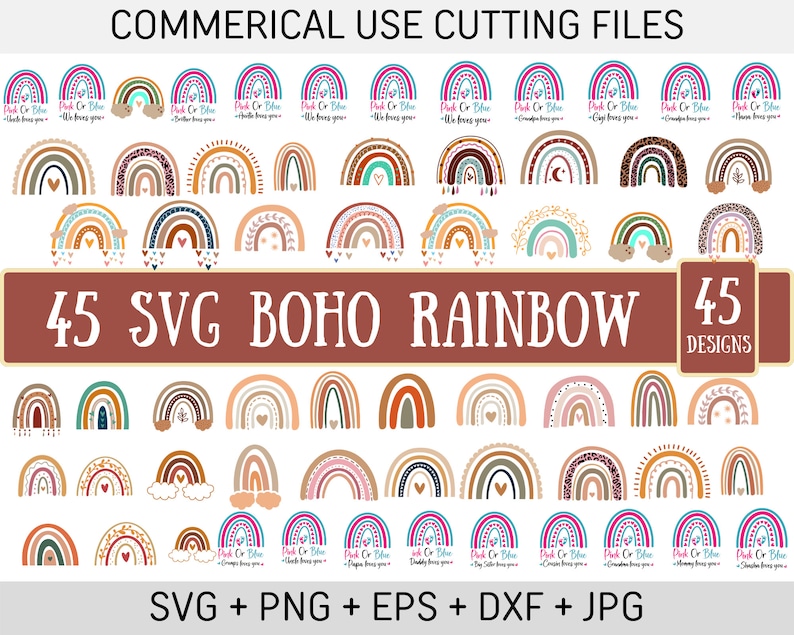 45 Mega Bundle of Boho Rainbow Svg Bundle Cute Rainbow Svg - Etsy