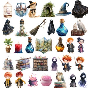 215 Wizard School Clipart Bundle, Magic School Png Clipart, Watercolor ...