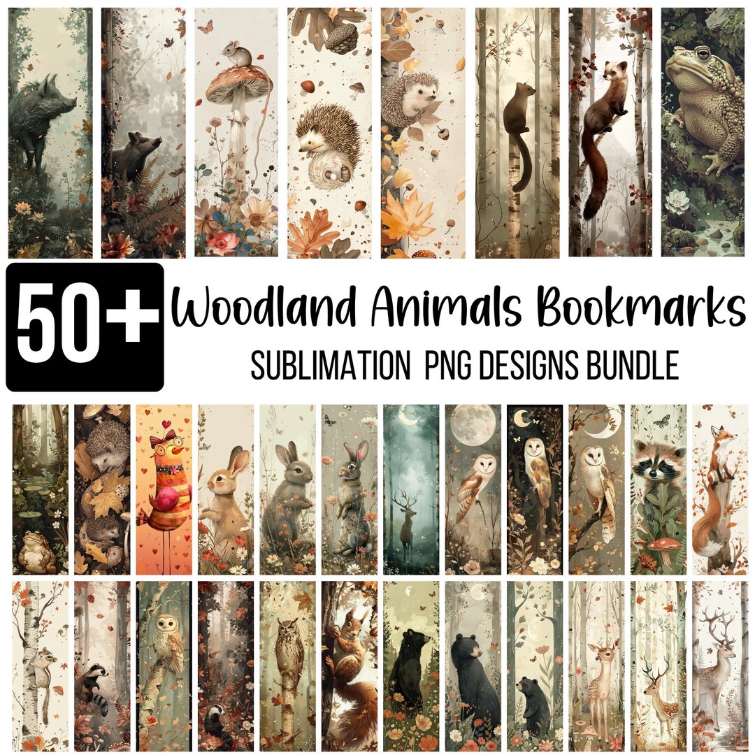 50+ Woodland Animals Bookmarks Bundle, Cute Forest Animals PNG ...