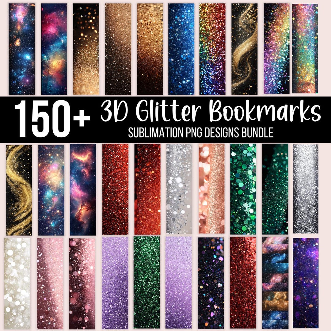 150+ 3D Glitter Bookmarks, Sparkle Sublimation PNG Bundle, Shiny ...