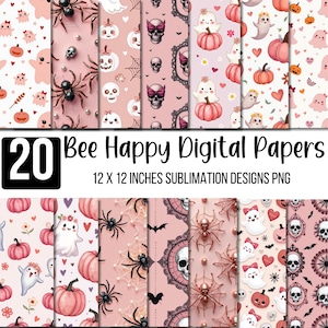 20 Halloween Digital Paper Bundle, Spooky Ghost Pumpkin Seamless ...