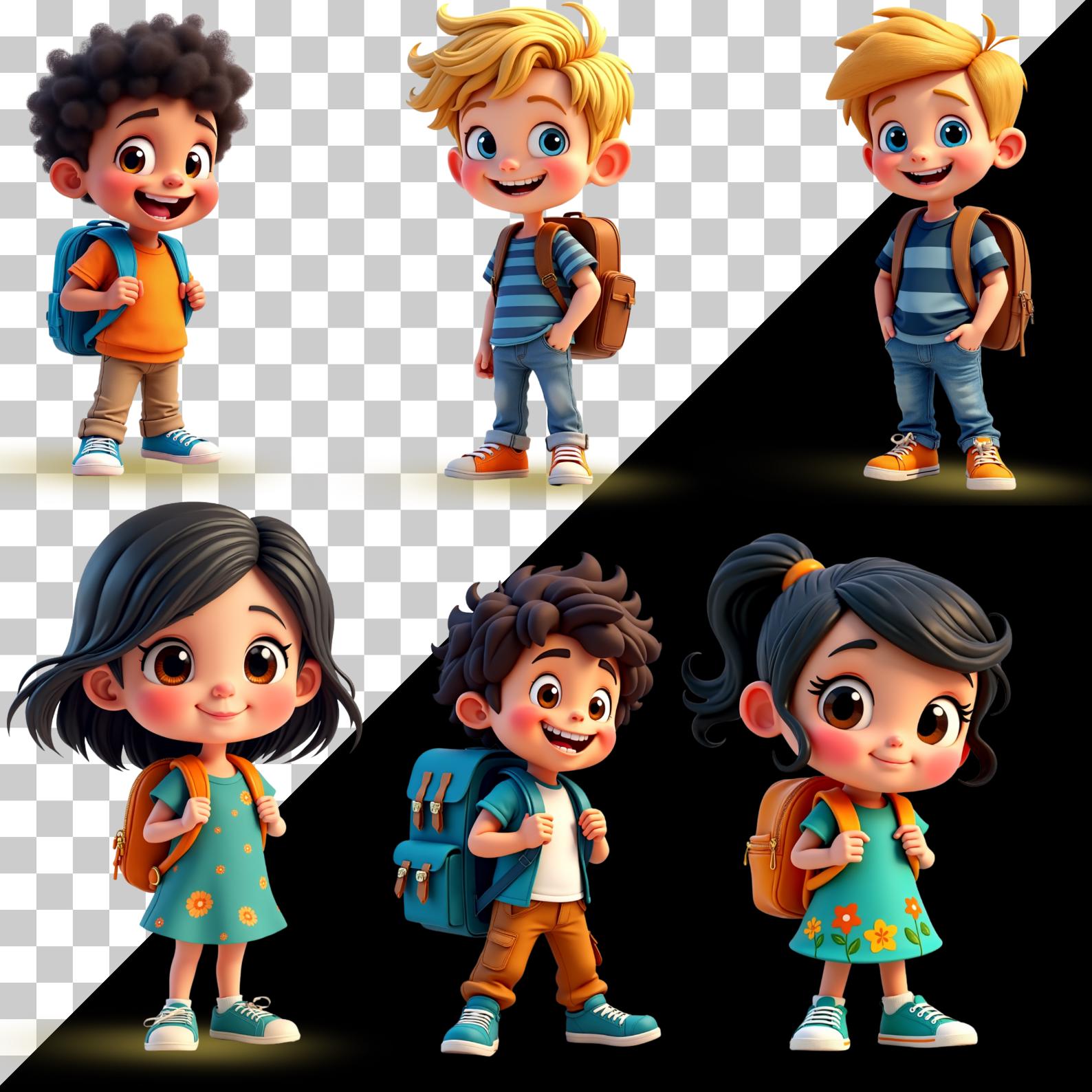 60 Back to School Kids Clipart, Watercolor Student PNG Bundle, School ...