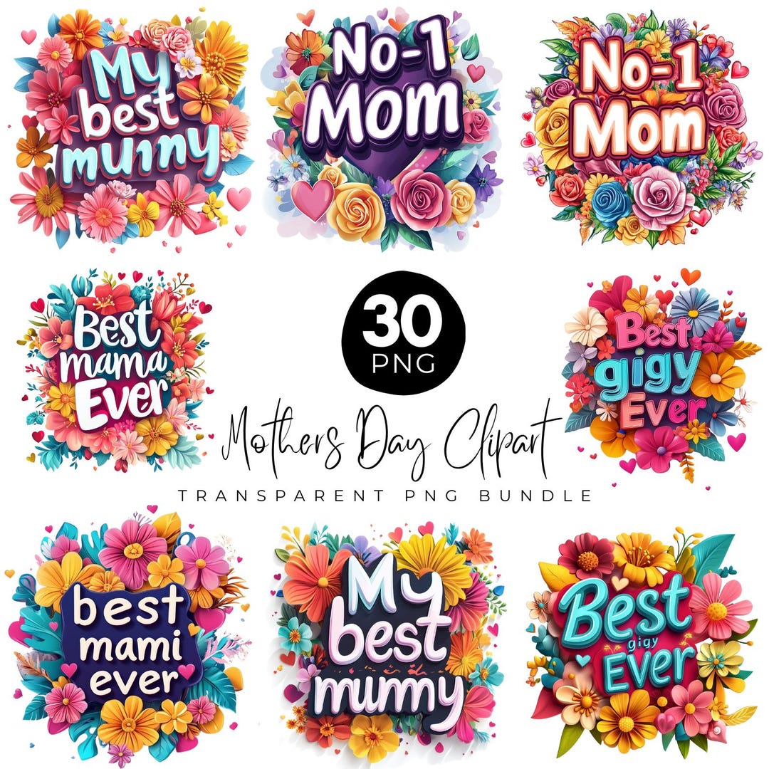 30 Mother's Day PNG Bundle, Best Mom, Mama, Mummy, Mami, Giggy, Quotes ...