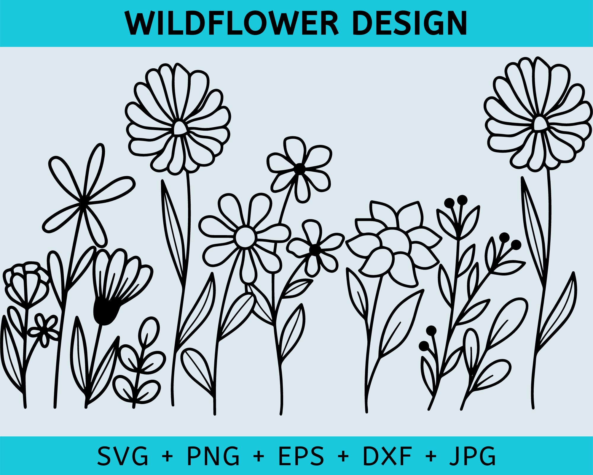 Wild Flower Wreath Svg File for Cricut Wildflower Bouquet SVG - Etsy ...