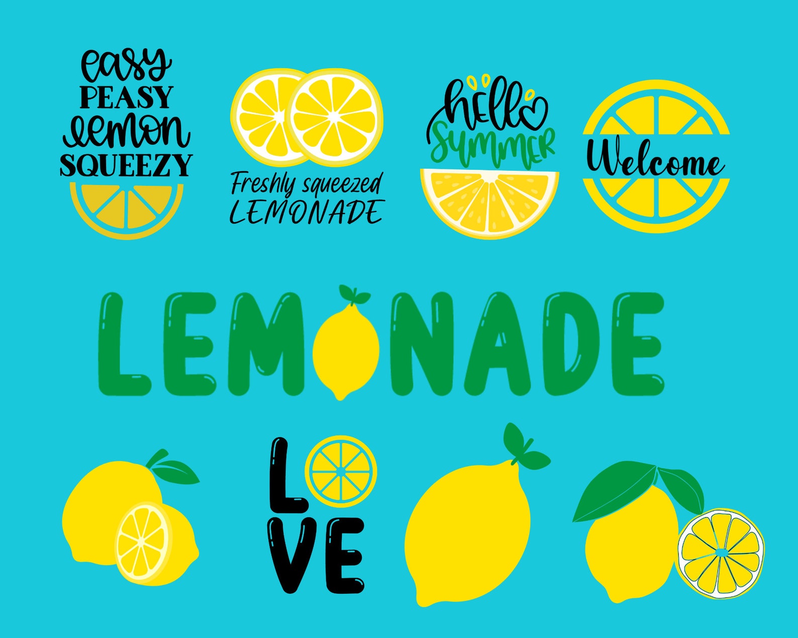 15 Design Lemon Svg Bundle Lemonade Svg Hello Summer Svg - Etsy