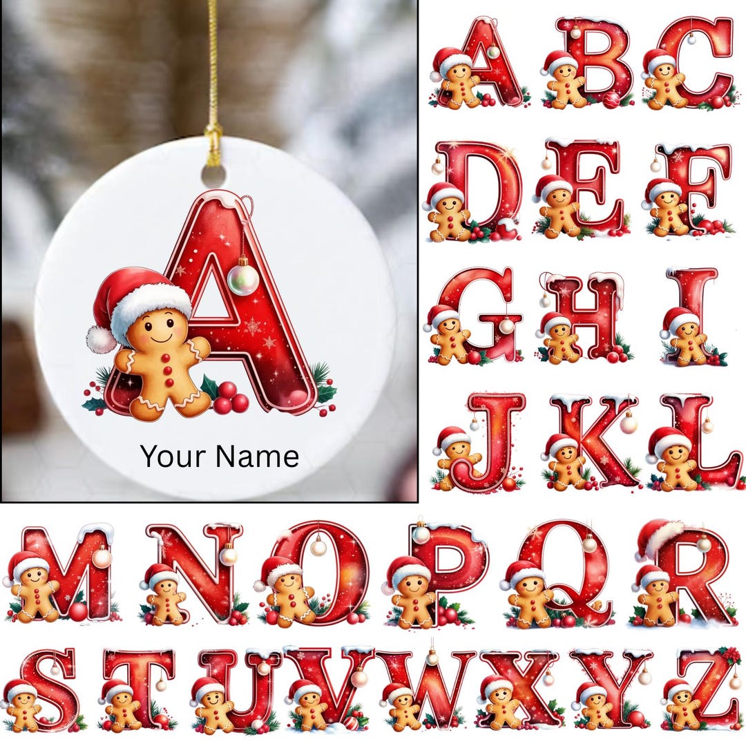 Christmas Alphabet Ornament PNG Bundle, Christmas Letter Ornaments ...