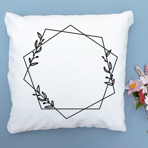 Double Hexagon Frame Flower Svg, Border Svg, Leaf Wreath Svg, Circle ...