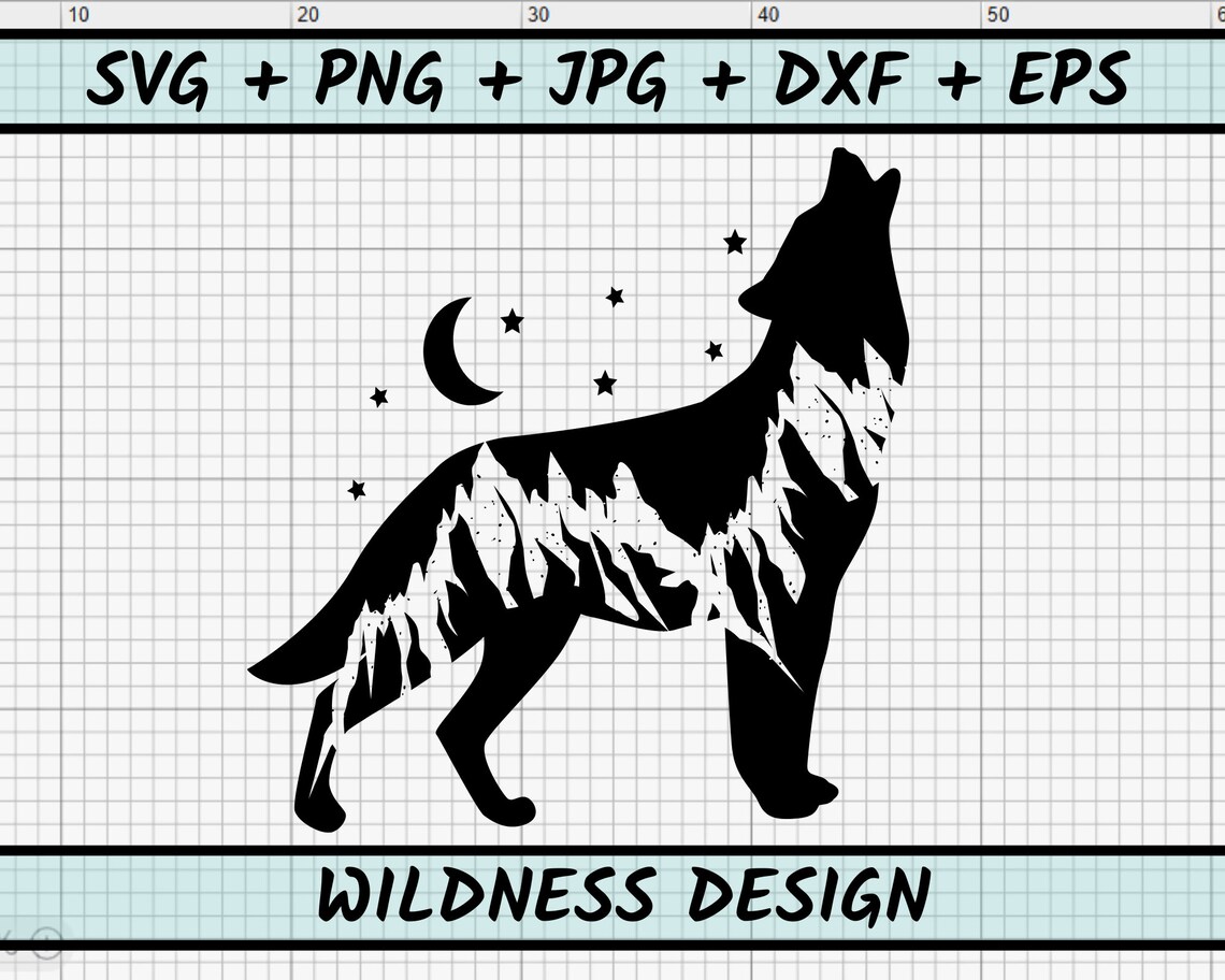 Wolf SVG Howling Wolf Cut File for Cricut, Wolf Silhouette, Mountain ...