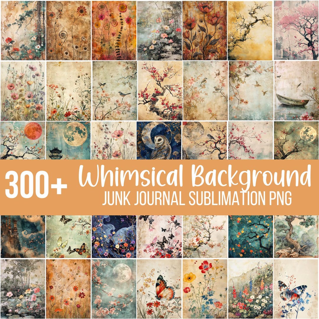 300+ Whimsical & Floral Backgrounds Bundle, Watercolor Whimsy ...