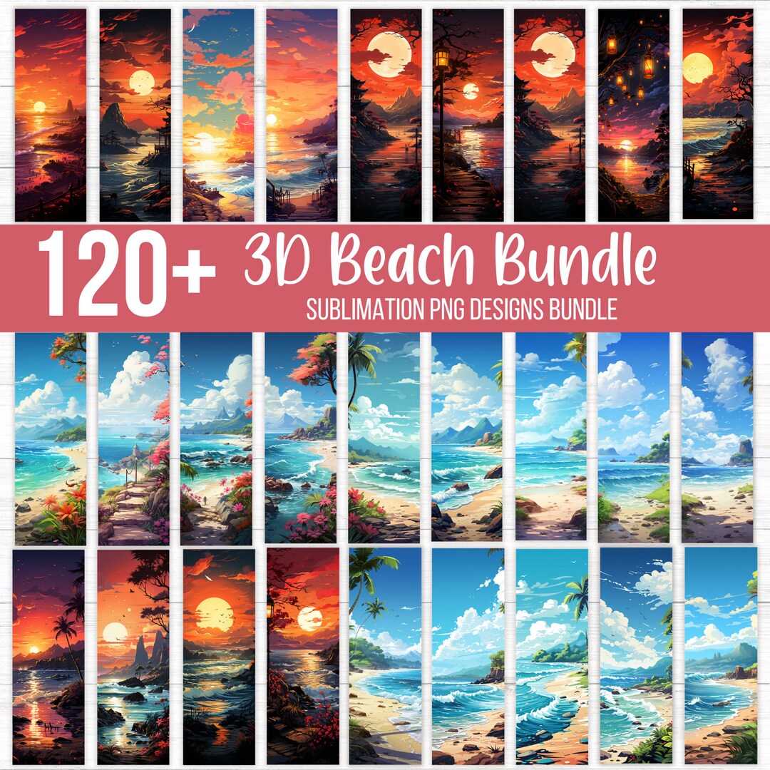 120+ Beach Bookmark Bundle, Sunrise Beach Bookmark Sublimation Designs ...