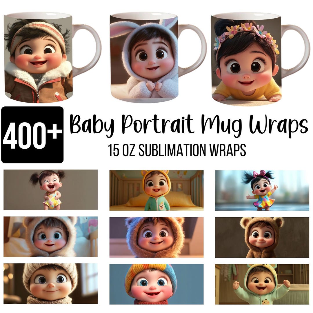 400+ Baby Portrait Mug Wraps, Adorable Sublimation Designs,cute and ...