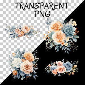 Pale Blue Flowers Watercolor Clipart Png, Light Blue Hydrangea Wedding ...