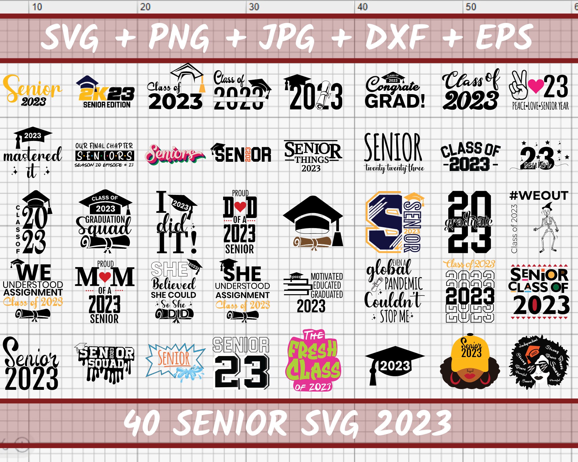 Graduation Svg Bundle Senior 2023 Svg for T-shirt Class of - Etsy