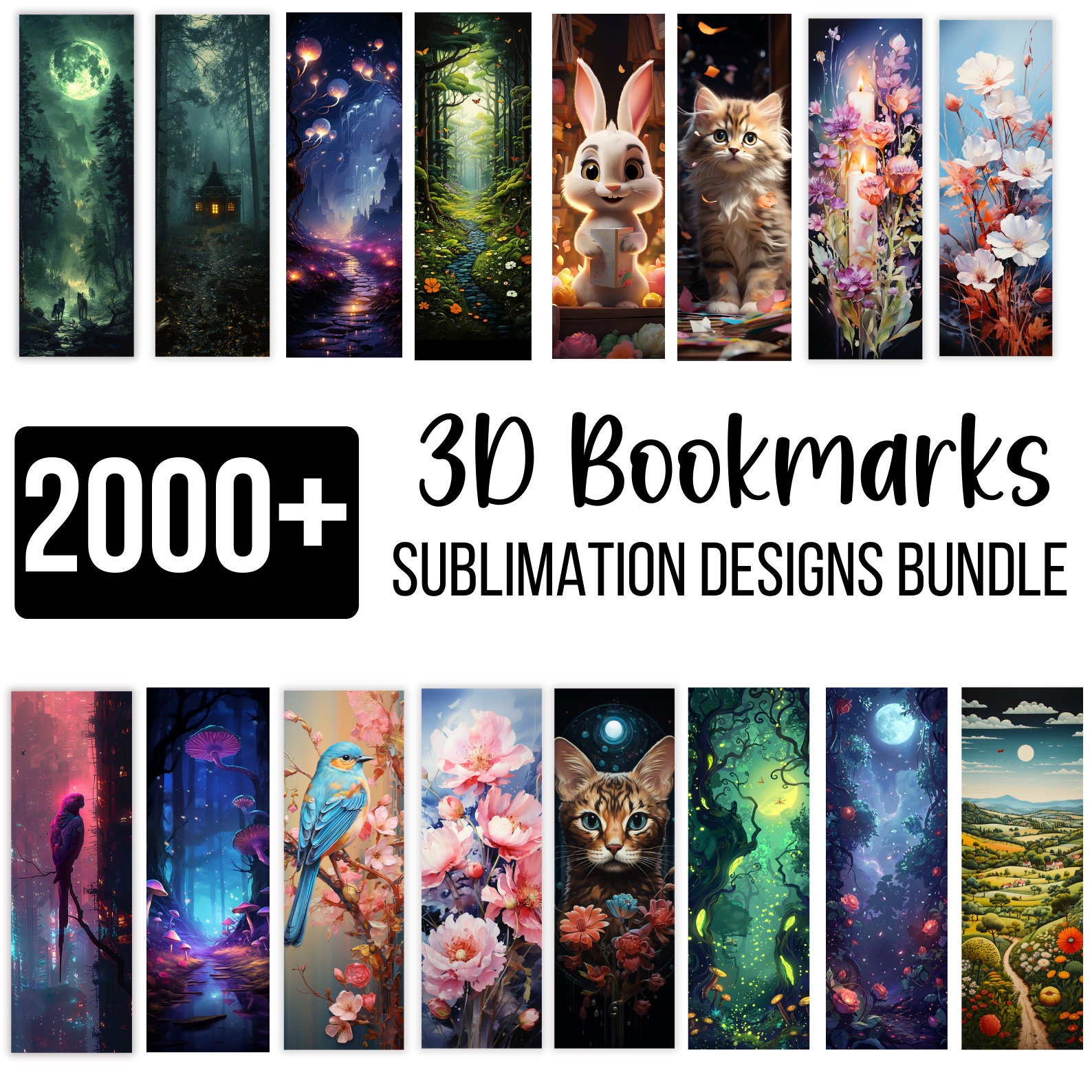 2000 Bookmark Mega Bundle, Bookmark Sublimation Png Designs, Floral ...