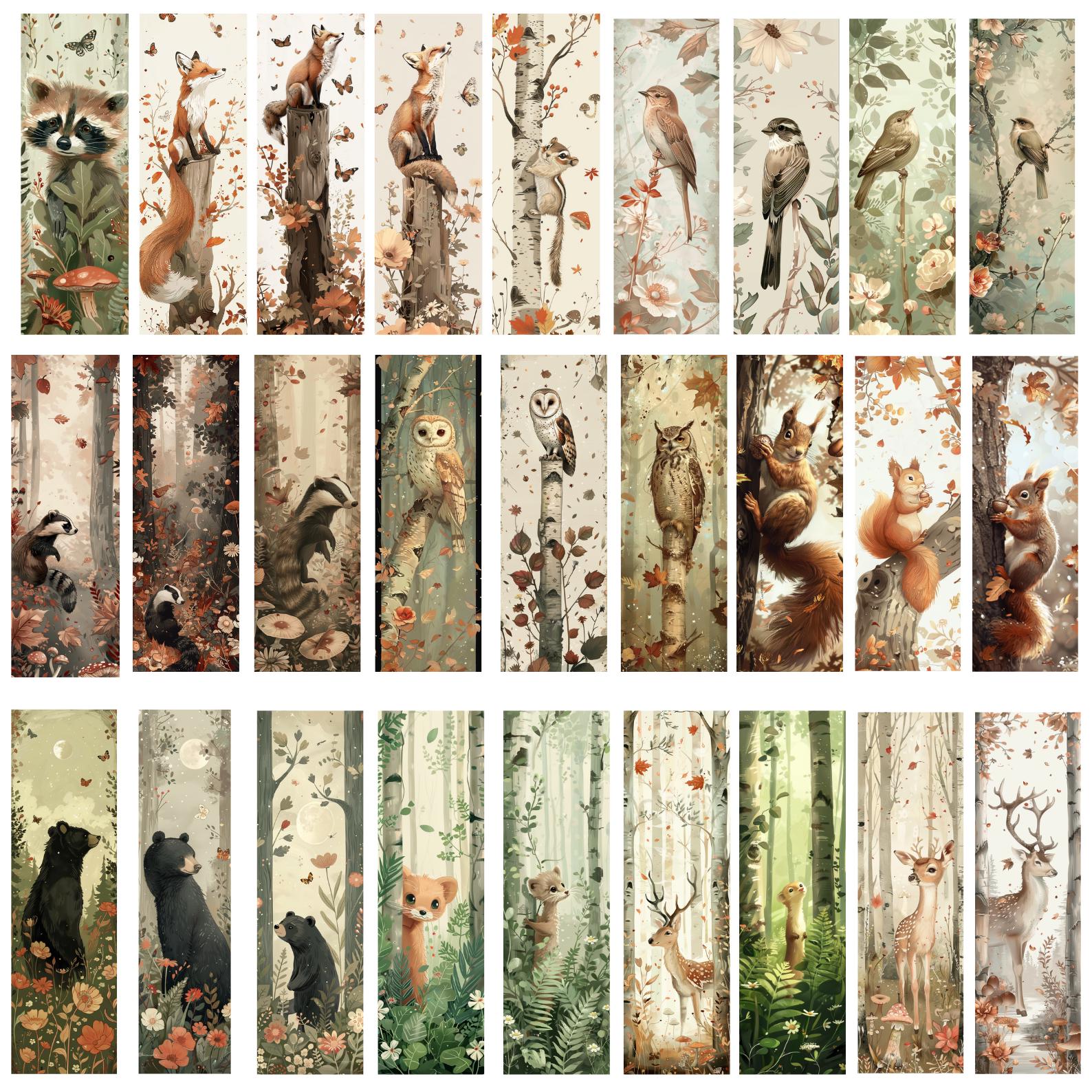 50+ Woodland Animals Bookmarks Bundle, Cute Forest Animals PNG ...