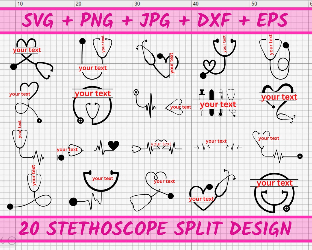 Stethoscope Split Monogram Heart Stethoscope Frame Svg - Etsy