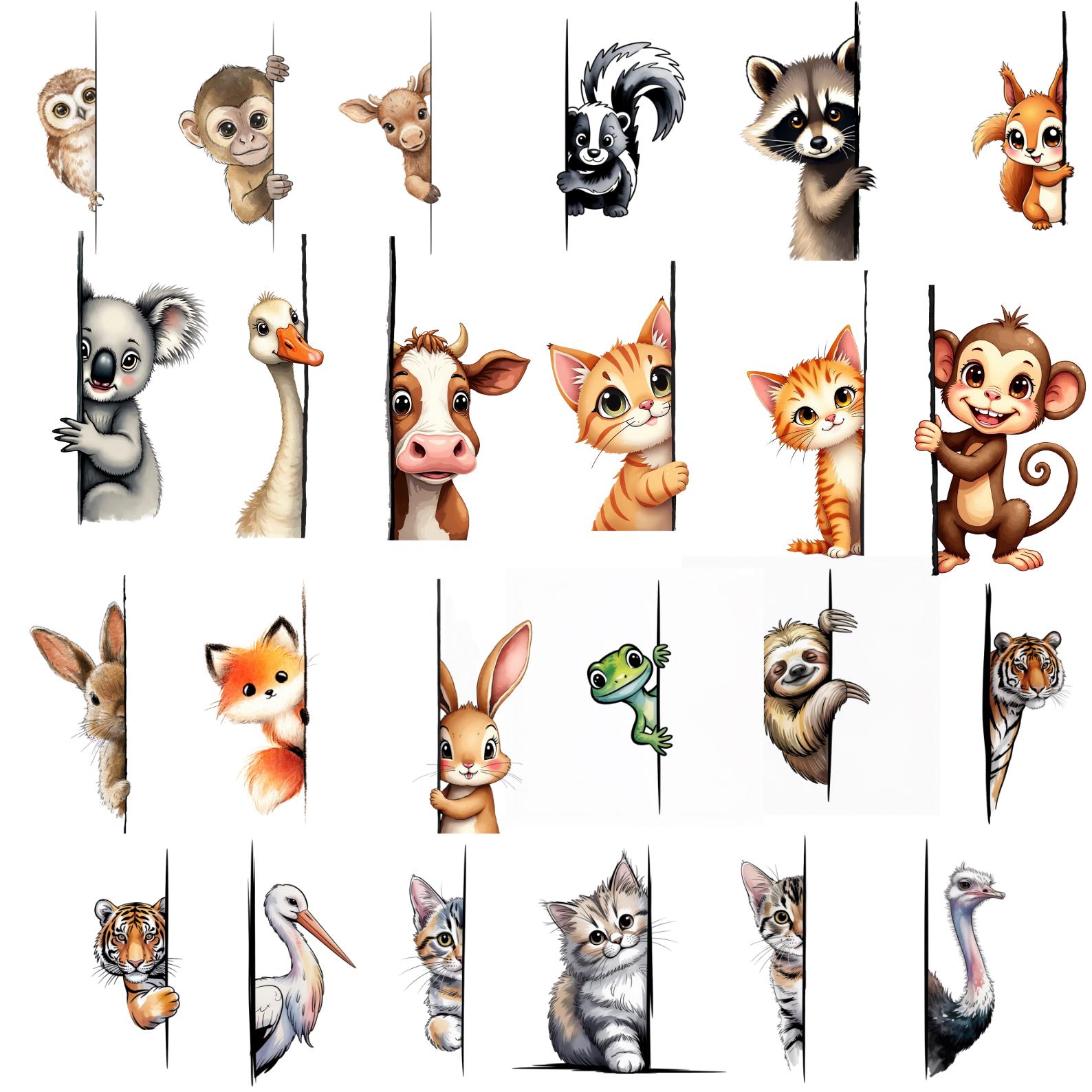 70 Peeking Animals Clipart Bundle, Animal Faces, Woodland Creatures ...
