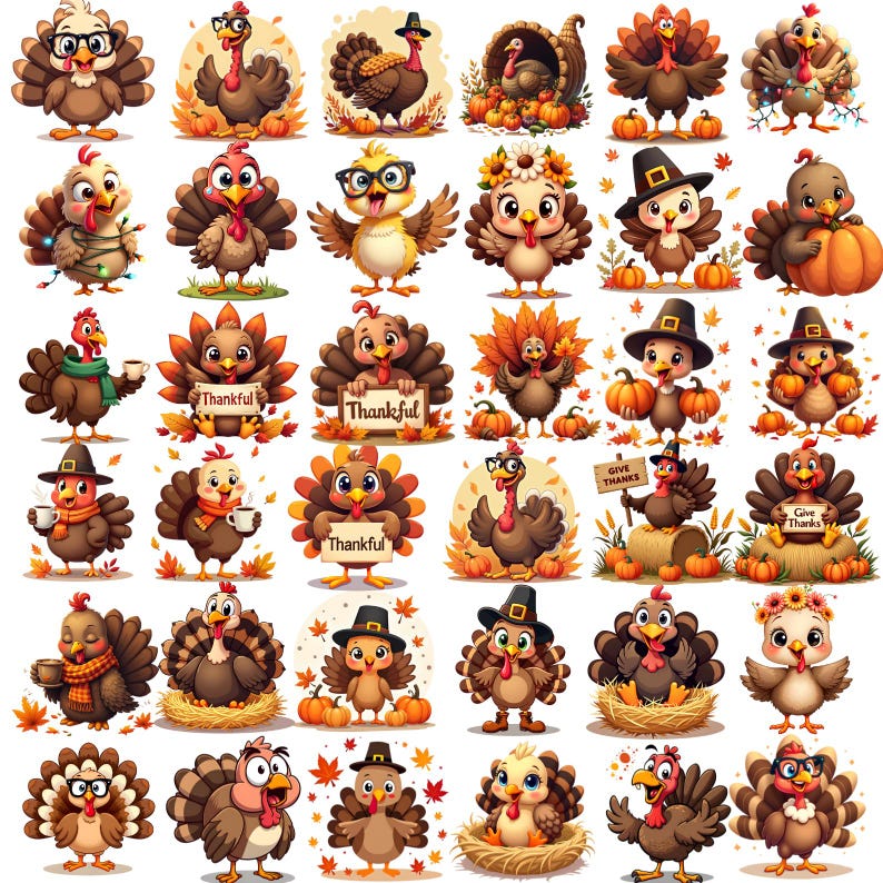 Paquete de imágenes prediseñadas de Feliz Día de Acción de Gracias, PNG ...