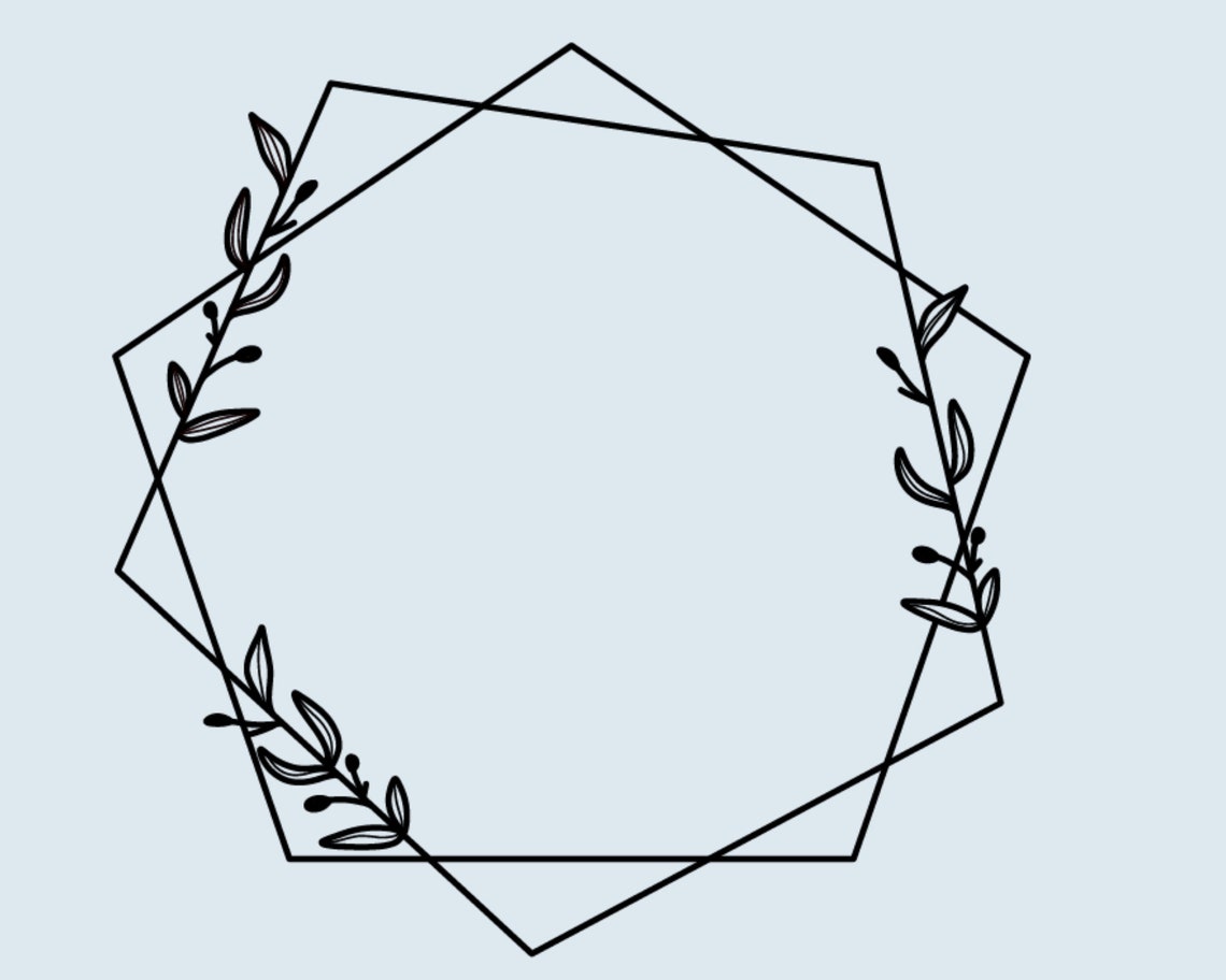 Double Hexagon Frame Flower Svg Border Svg Leaf Wreath Svg - Etsy