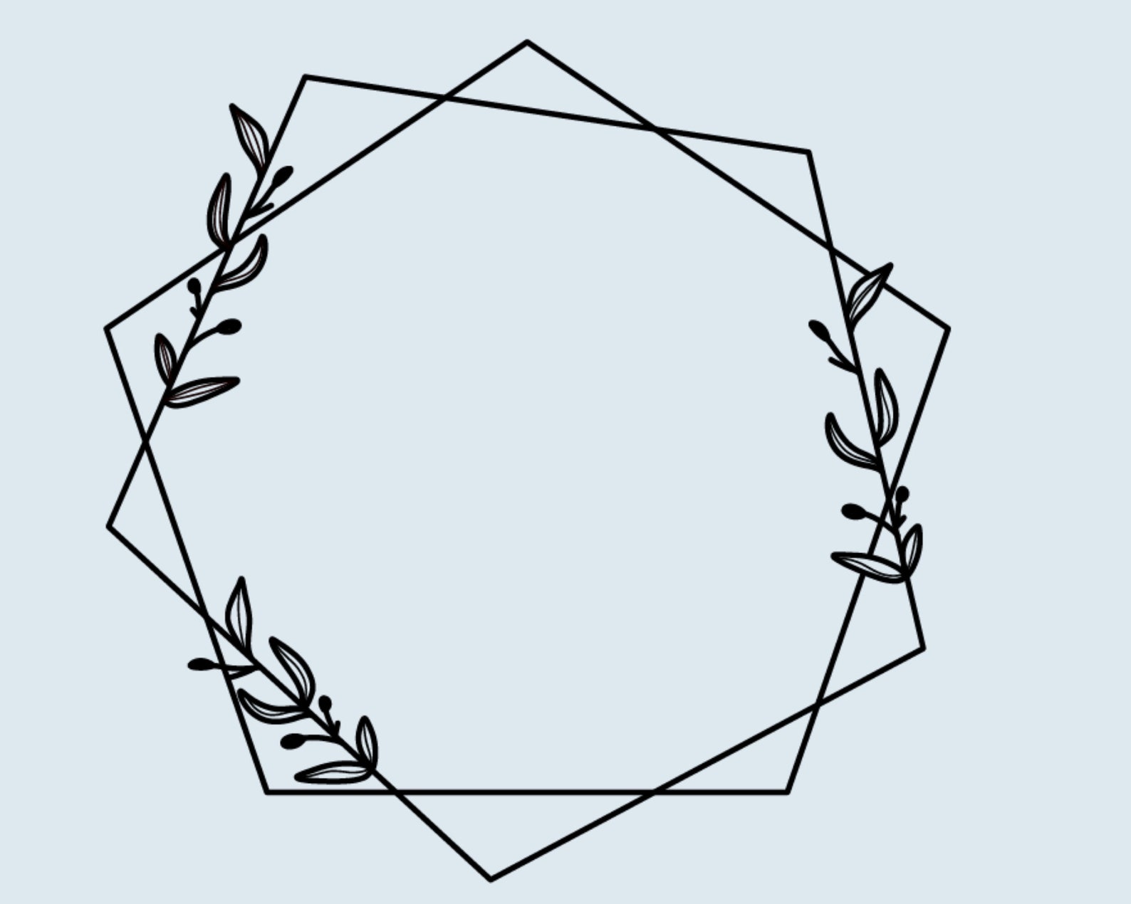 Double Hexagon Frame Flower Svg Border Svg Leaf Wreath Svg - Etsy