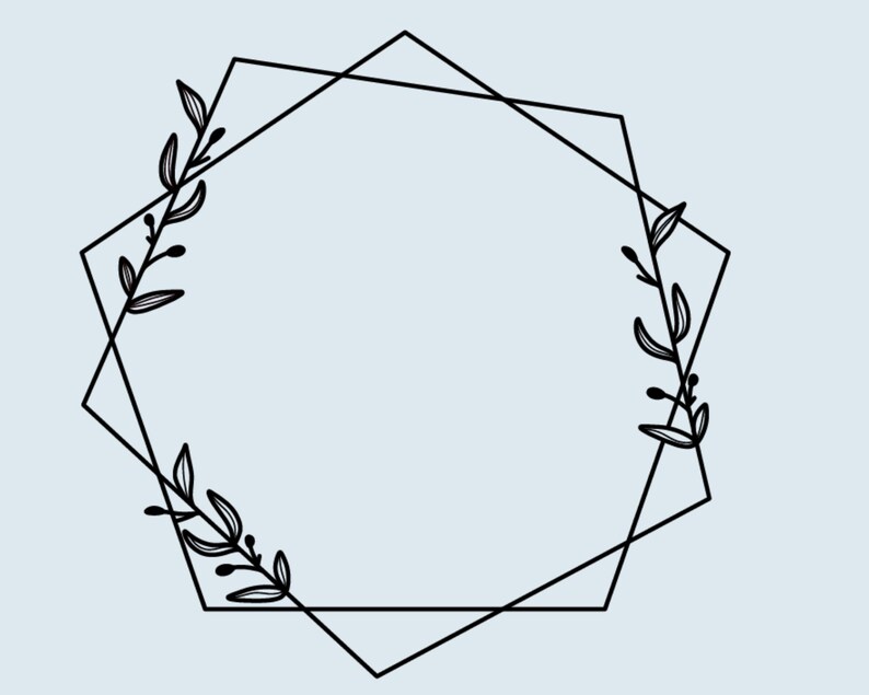Double Hexagon Frame Flower Svg Border Svg Leaf Wreath Svg - Etsy
