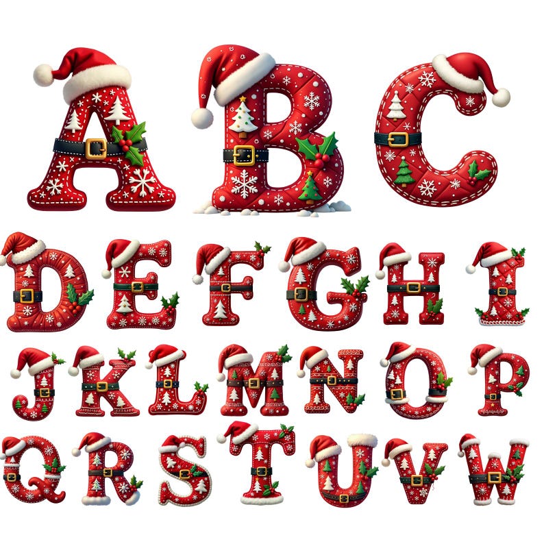 Christmas Alphabet Ornament PNG Bundle, Christmas Letter Ornaments ...