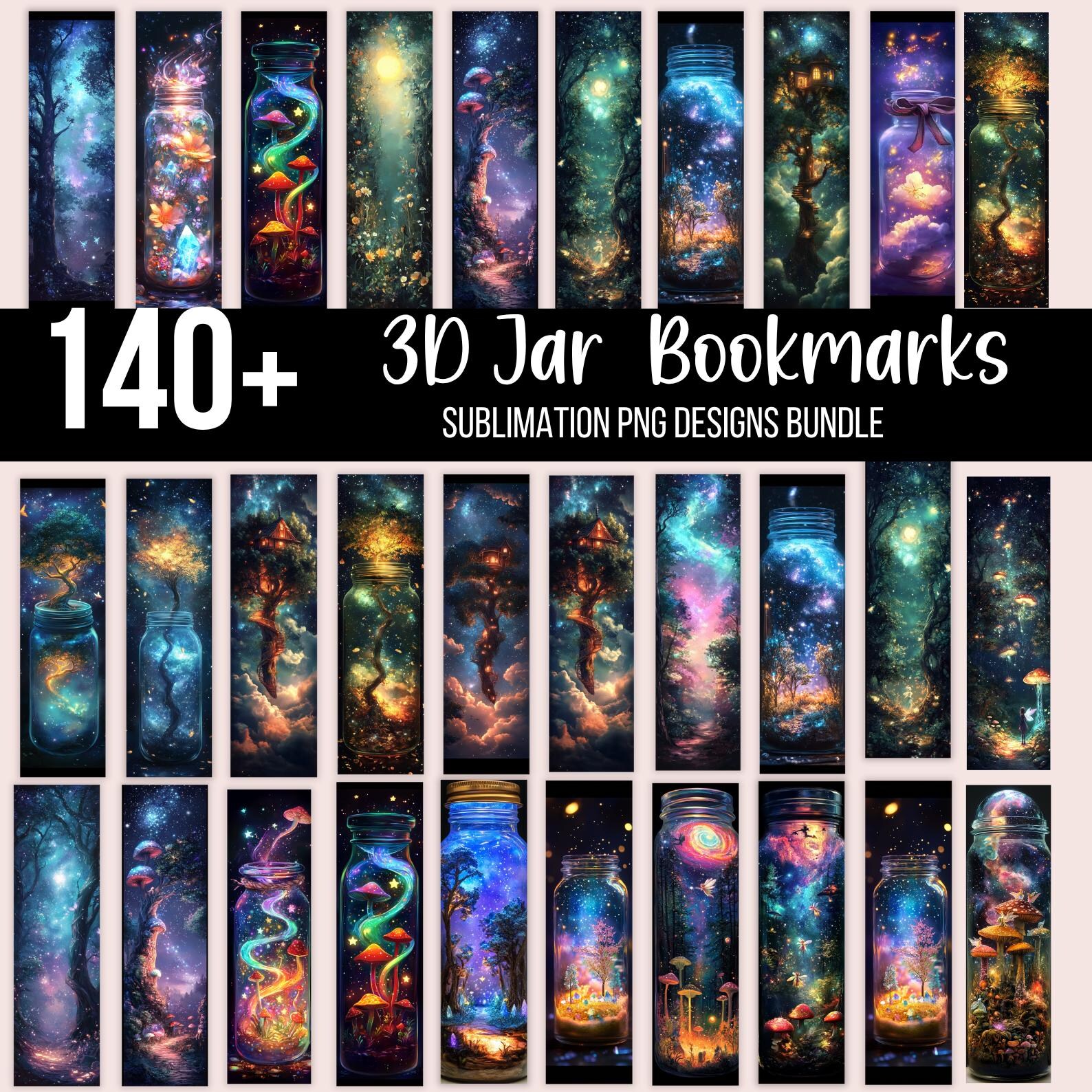 140+ 3D Jar Bookmarks Bundle, Fantasy Jar PNG, Galaxy Bookmarks, Night ...