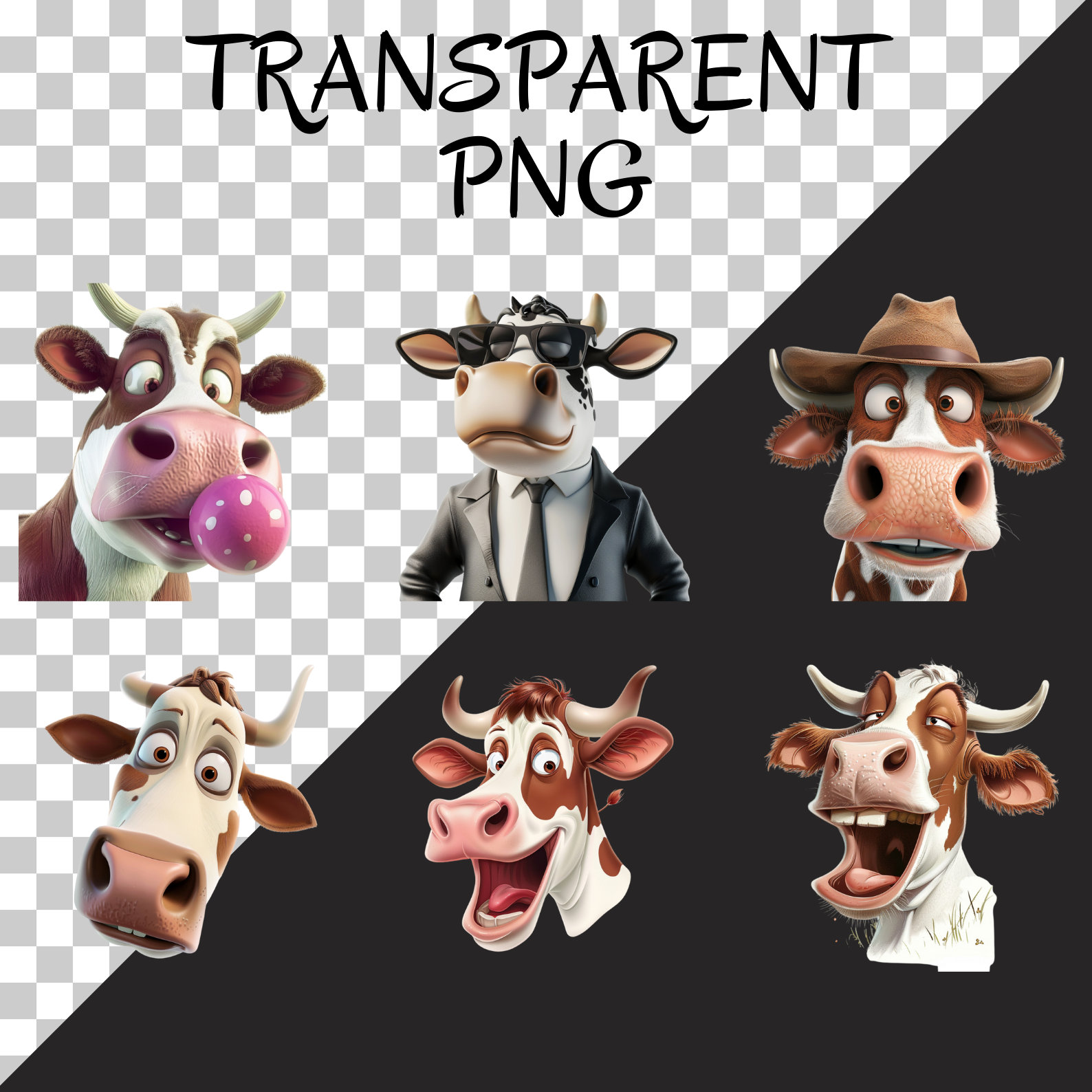 30 Cute and Crazy Cow Clipart, Funny Cow Clipart PNG, Cute Animals ...