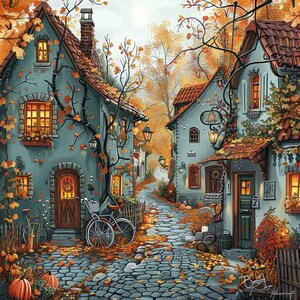 Autumn City Scenery Clipart Bundle, Fall Aesthetic PNG, Cozy Street ...