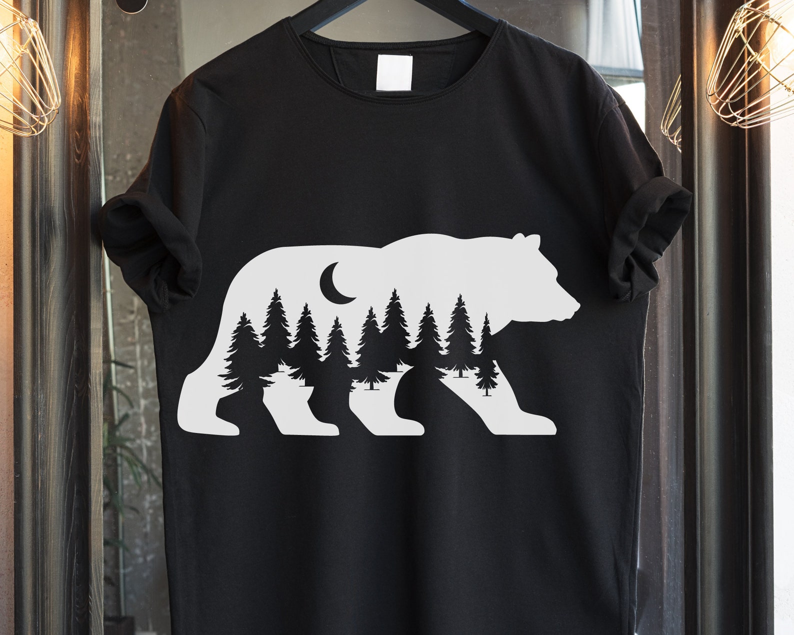 Bear SVG File Bear Silhouette Svg Bear Woods Svg Pine Trees - Etsy