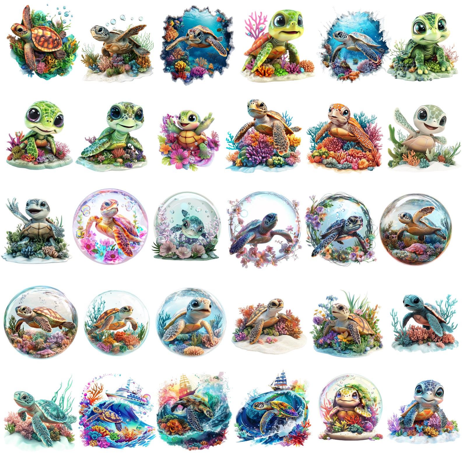 48 Tortoises Clipart Bundle, Cute Illustrated Tortoises Png,watercolor ...
