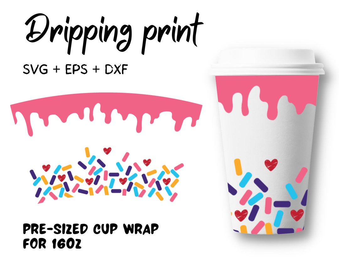 16oz Dripping Pattern Cup Wrap Svg, 16oz Starbucks Wrap Svg, Starbucks ...