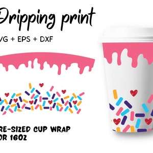 16oz Dripping Pattern Cup Wrap Svg, 16oz Starbucks Wrap Svg, Starbucks ...