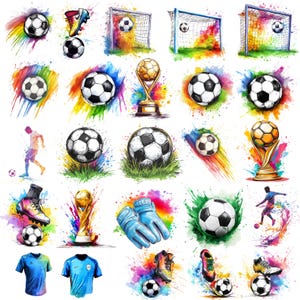 20+ Watercolor Football Clipart, Sports Clipart Set, Football Goal Png ...