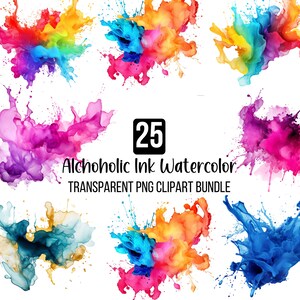 Watercolor Splash Clipart Png Bundle, Alcohol Ink Clipart, Paint ...